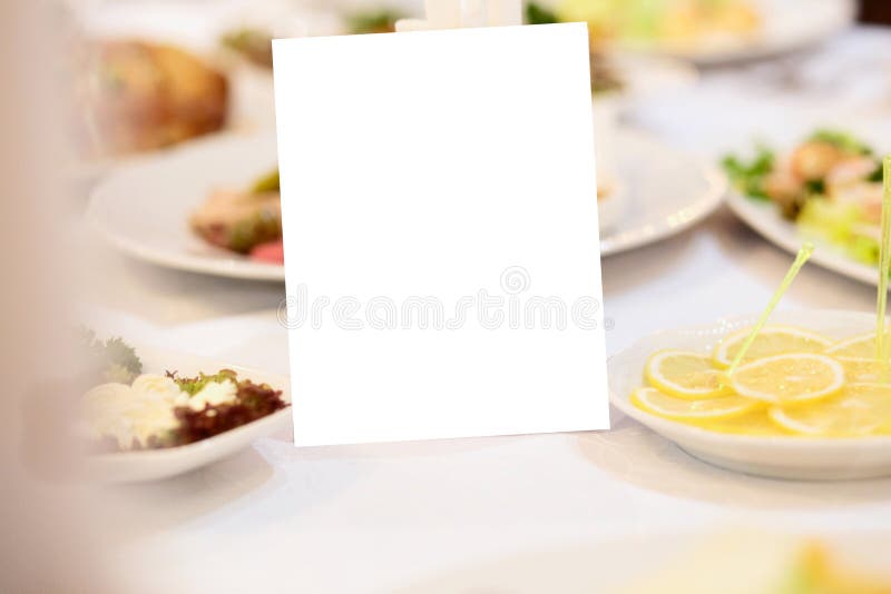 Blank Event Guest Card on Restaurant Table Stock Photo - Image of ...