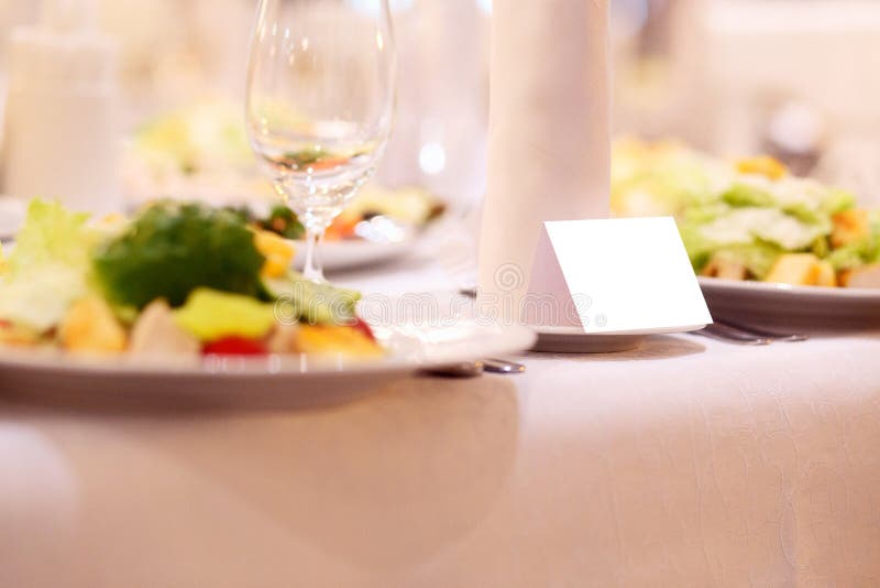 Blank Event Guest Card on Restaurant Table Stock Image - Image of ...