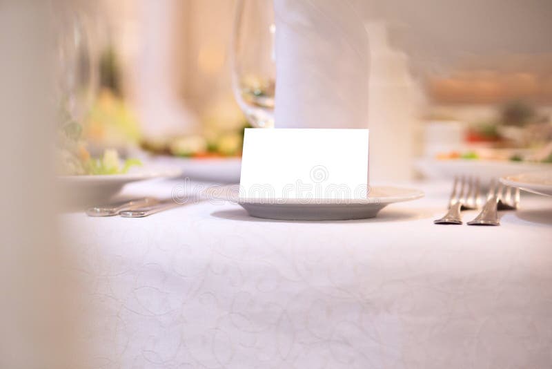 Blank Event Guest Card on Restaurant Table Stock Photo - Image of ...