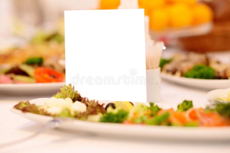 Blank Event Guest Card on Restaurant Table Stock Image - Image of party ...