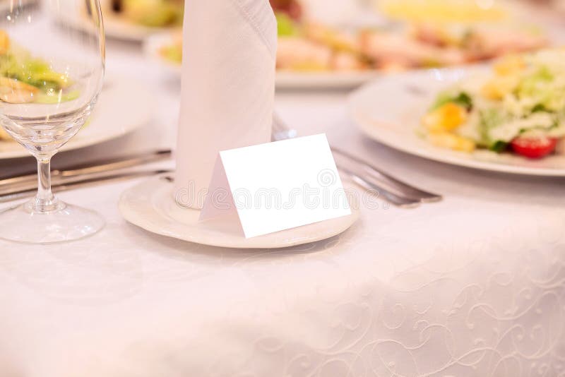 Blank Event Guest Card on Restaurant Table Stock Image - Image of ...