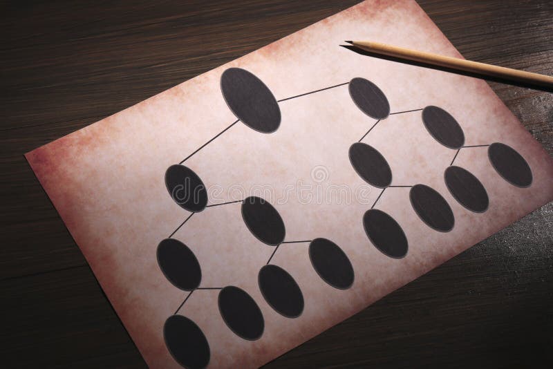 Blank Family Tree and Pencil on Wooden Table Stock Photo - Image of ...