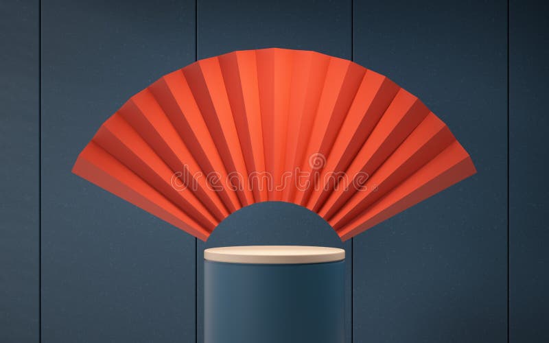 Blank Fan with Red Background, 3d Rendering Stock Illustration ...