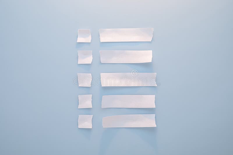 Blank Five White Paper Strips on Light Blue Background. Checklist, Plan ...