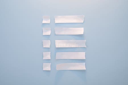 Blank Five White Paper Strips on Light Blue Background. Checklist, Plan ...