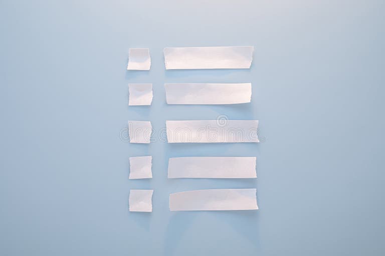 Blank Five White Paper Strips on Light Blue Background. Checklist, Plan ...