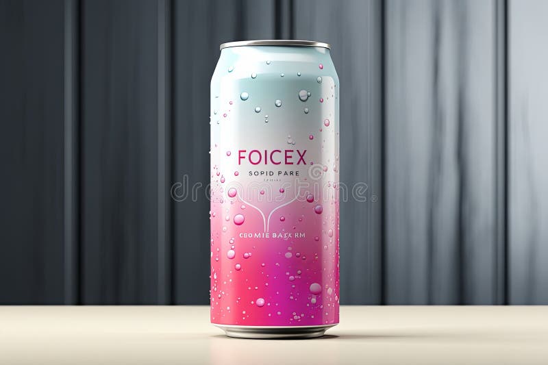 Blank Fizzy Packaging Colorful Can Mockup with Water Drop on a Abstract ...