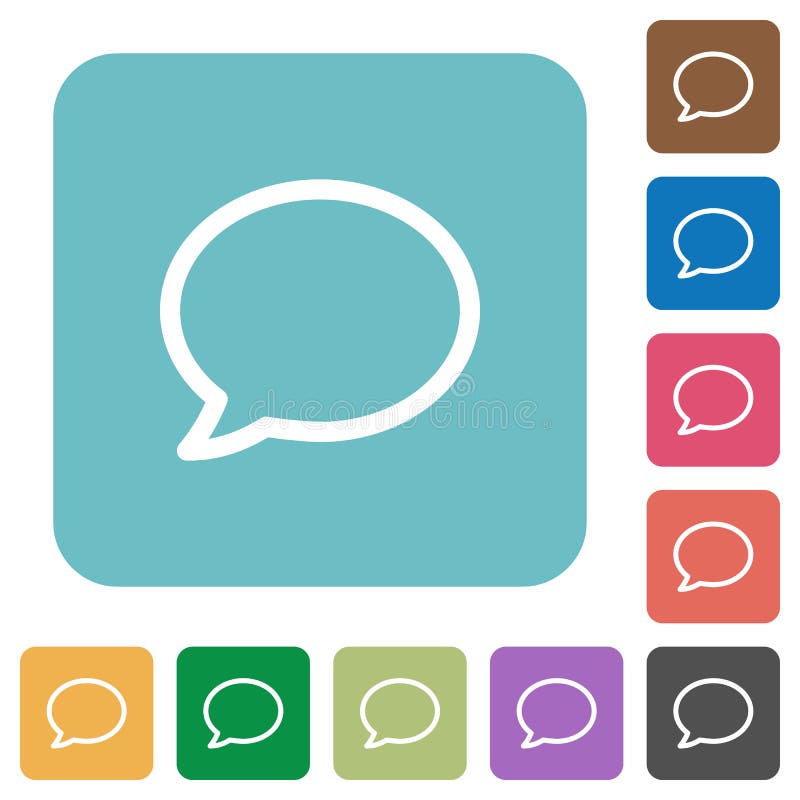 Flat Comment Icons on Rounded Square Backgrounds Stock Vector ...