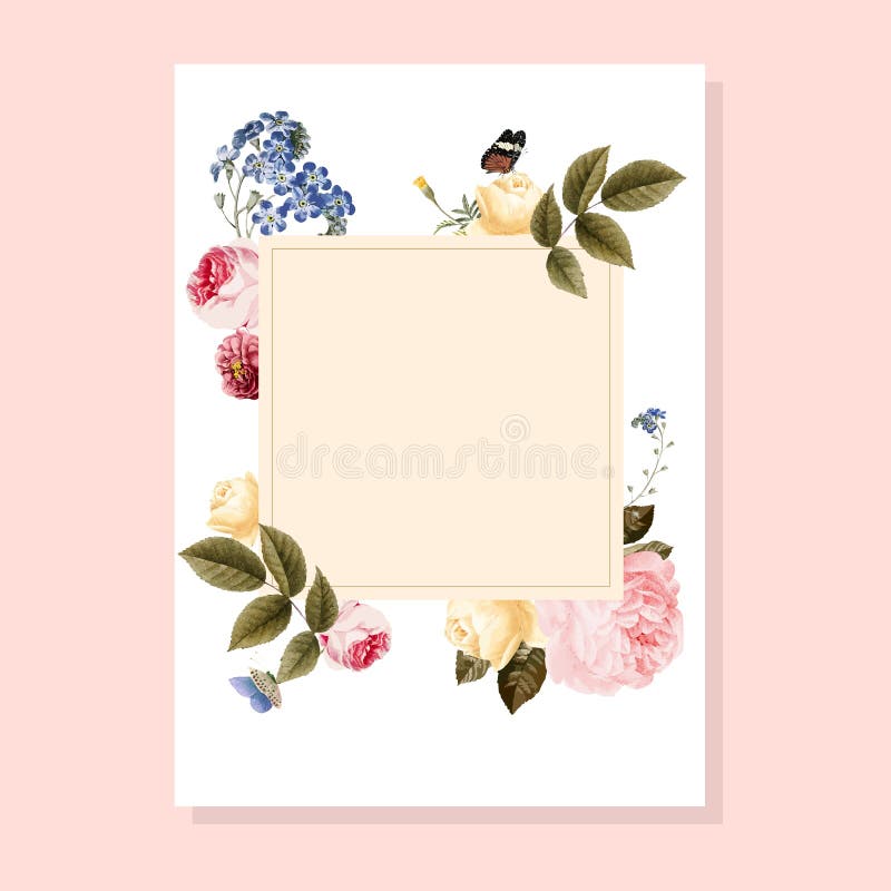 Blank Floral Frame Card Illustration Stock Vector - Illustration of ...