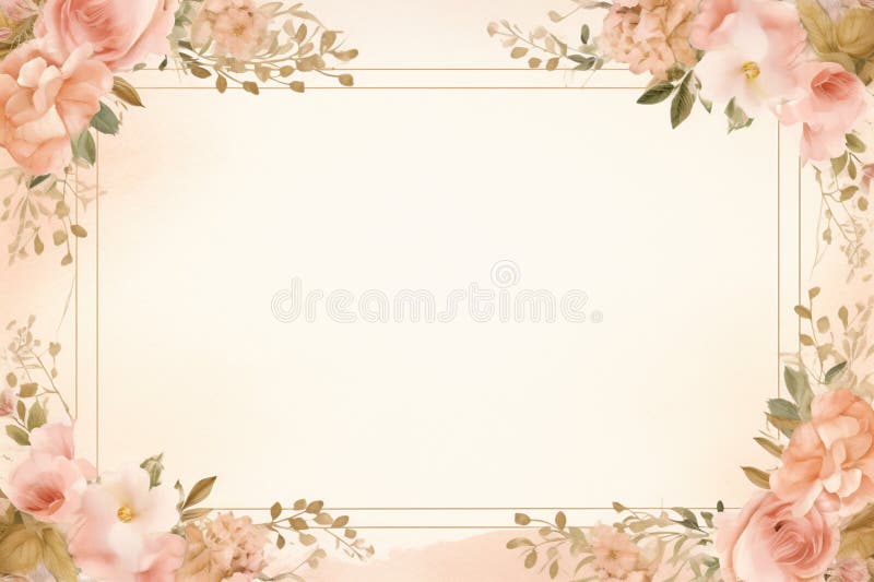 Blank Floral Wedding Card on White. Generative Ai Stock Illustration ...