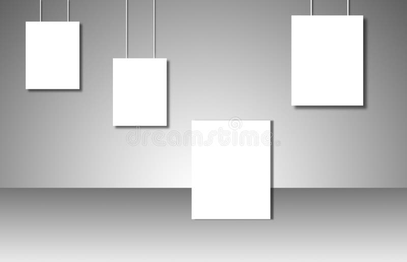 Empty White Posters on Gray Background Stock Illustration ...