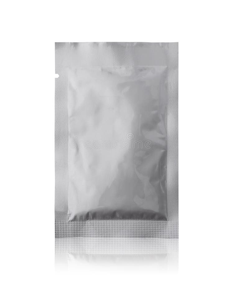 Blank Silver Metallic Packaging Foil Sachet Bag Isolated on White ...