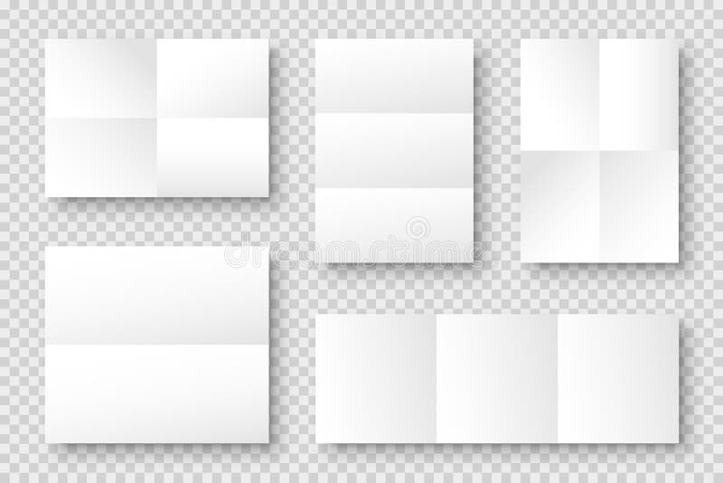 Blank Folded Paper Sheets Collection. White Notebook or Book Page ...