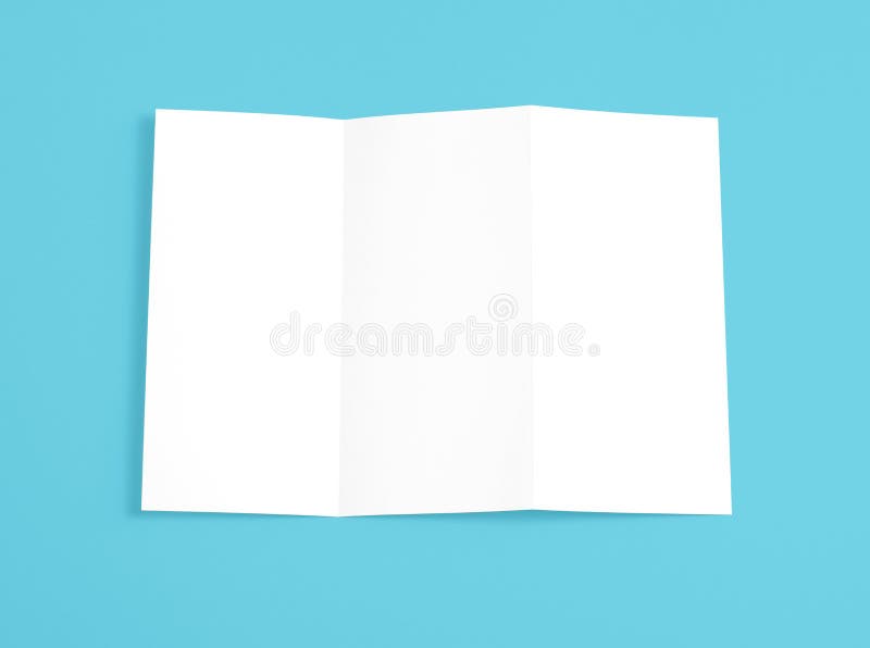 Blank Folding Page Booklet on Blue Background. Stock Photo - Image of ...