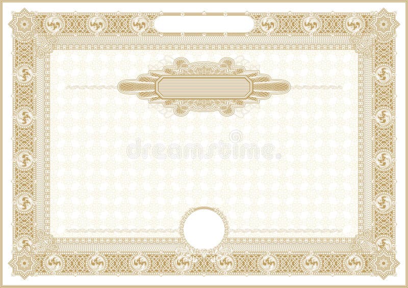 Arabic Style Certificate Blank Horizontal Golden Stock Illustration ...