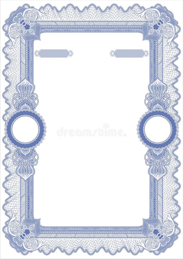 Certificate Frame. Vertical with Two Seals. A4 Format Blue Stock ...