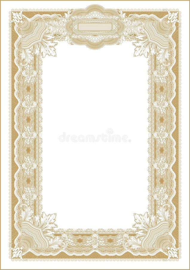 Classic Vertical Certificate Frame Gold Stock Illustration ...