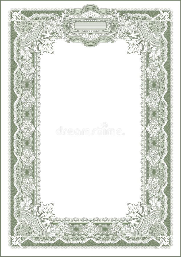 Classic Vertical Certificate Frame Green Stock Illustration ...