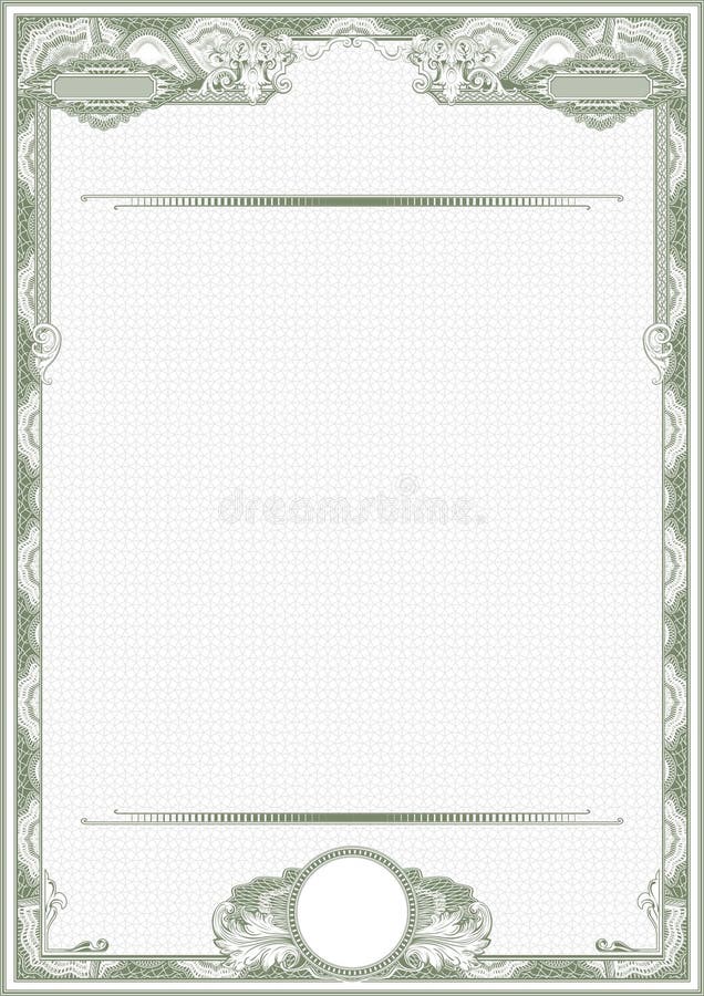 Classic Vertical Orientation Certificate. A4 Format. Green Stock ...