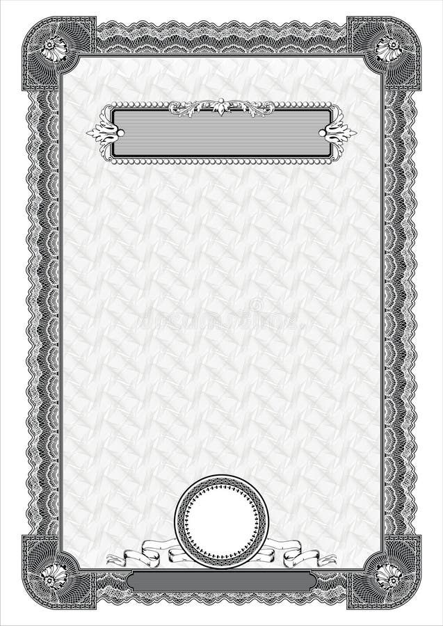 Empty Frame for Certificate. Horizontal with One Seal. Blue. Stock ...