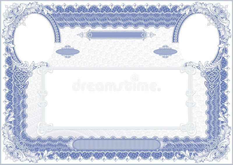 Horizontal Certificate Form with Two Seals Blue Stock Illustration ...