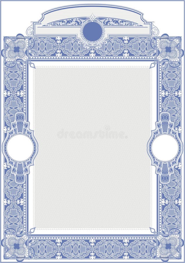 Vertical Certificate Form with Two Seals Blue Stock Illustration ...