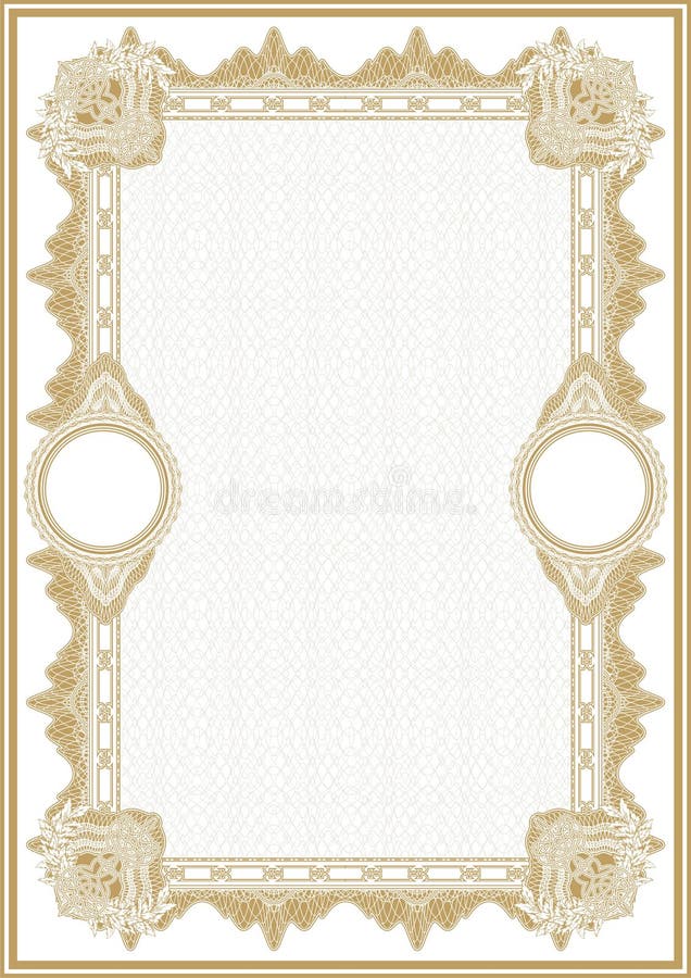 Vertical Certificate Frame with Two Seals Gold Stock Illustration ...