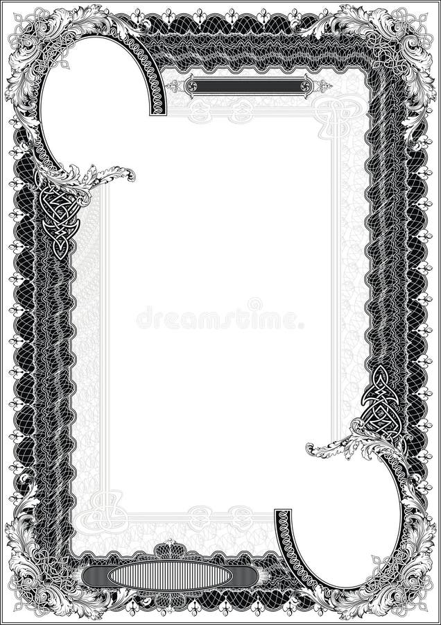 Vertical Blank Certificate with Two Seals Black Stock Illustration ...