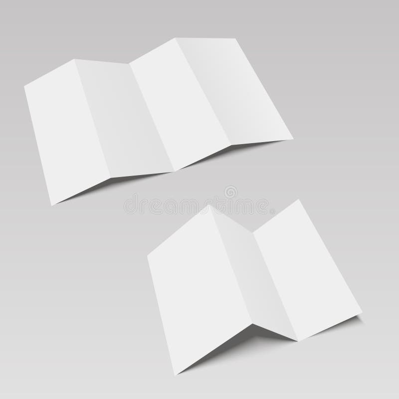 Blank Four Folded Fold Paper Leaflet, Flyer, Broadsheet. Vector ...