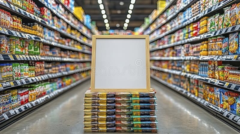 A Blank Frame in an Aisle of a Well-stocked Grocery Store Stock ...