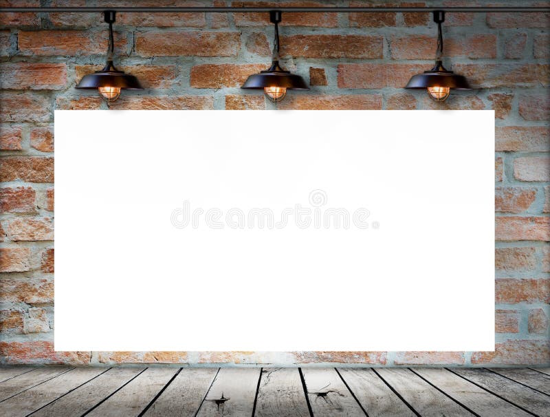 Blank Frame on Mosaic Tile Wall with Ceiling Lamp Stock Photo - Image ...