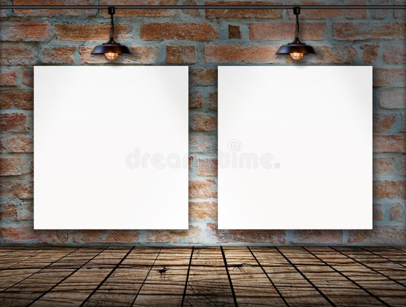 Blank Frame on Mosaic Tile Wall with Ceiling Lamp Stock Photo - Image ...