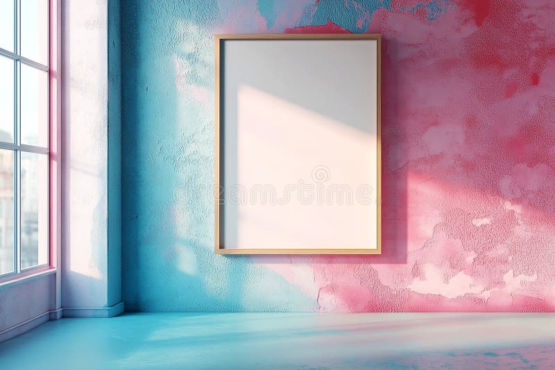 A Blank Frame on a Colorful Wall Stock Illustration - Illustration of ...