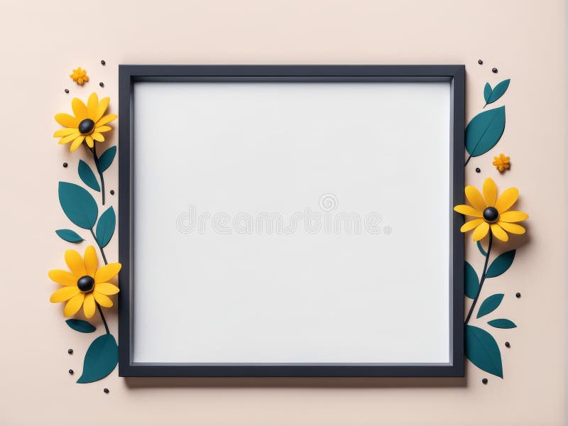 Blank frame with flowers stock illustration. Illustration of board ...
