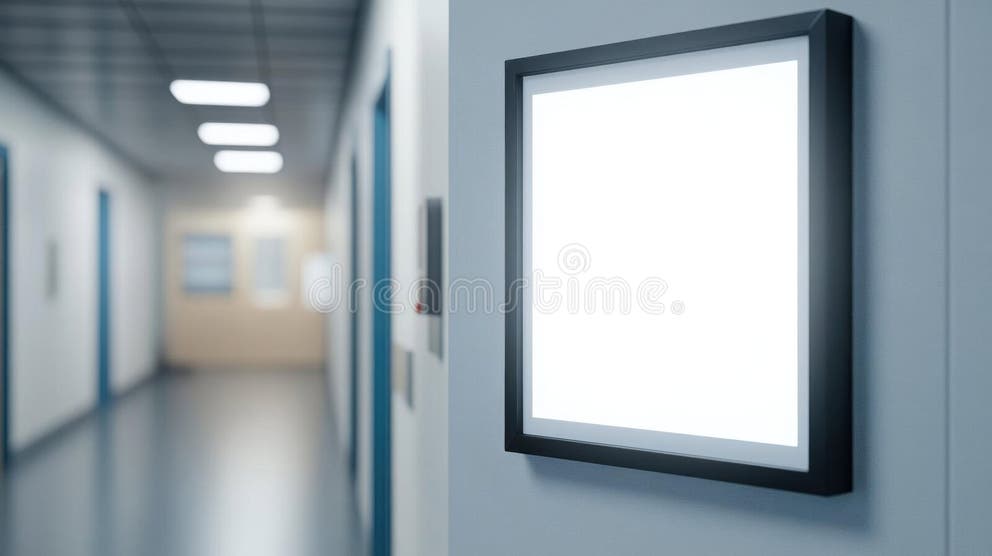 Blank Frame Hangs on Wall in Corridor with Modern Interior Design and ...