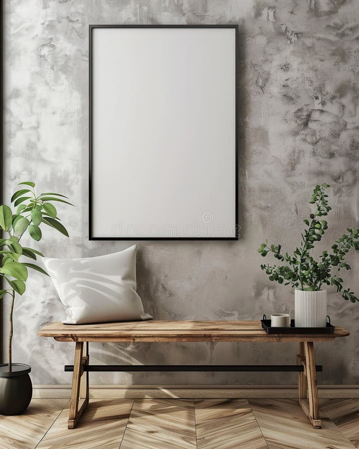 Blank Frame Horizontal Ratio Mockup with Thin Matte Black Border, Flat ...