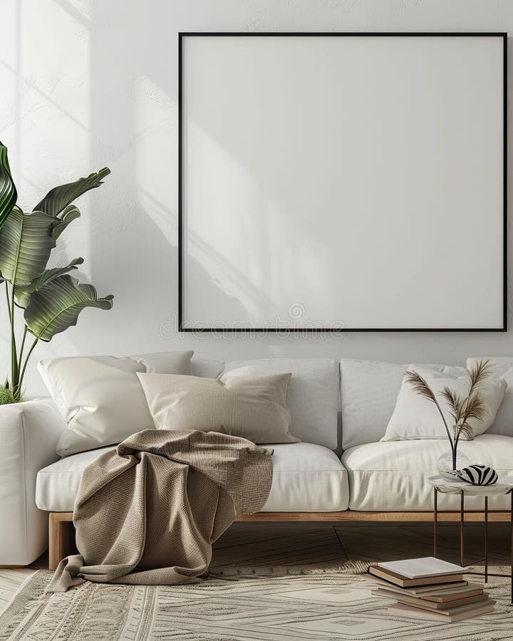 Blank Frame Horizontal Ratio Mockup with Thin Matte Black Border, Flat ...