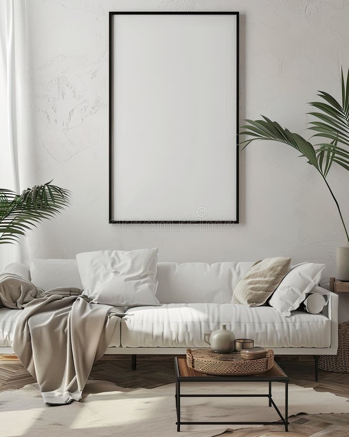 Blank Frame Horizontal Ratio Mockup with Thin Matte Black Border, Flat ...