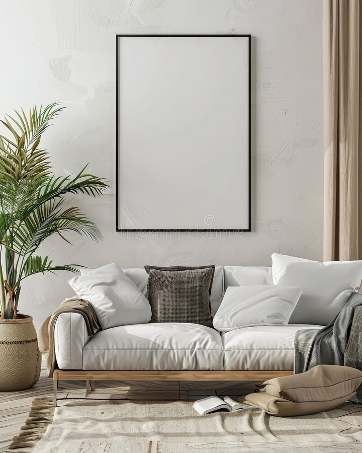 Blank Frame Horizontal Ratio Mockup with Thin Matte Black Border, Flat ...