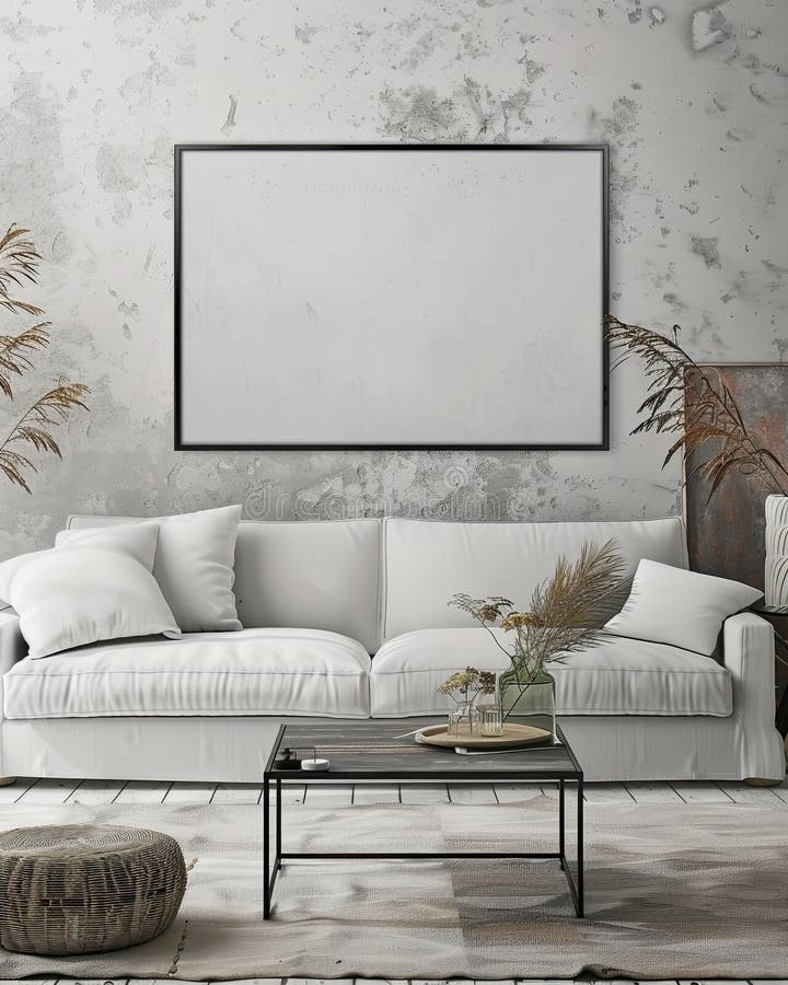 Blank Frame Horizontal Ratio Mockup with Thin Matte Black Border, Flat ...