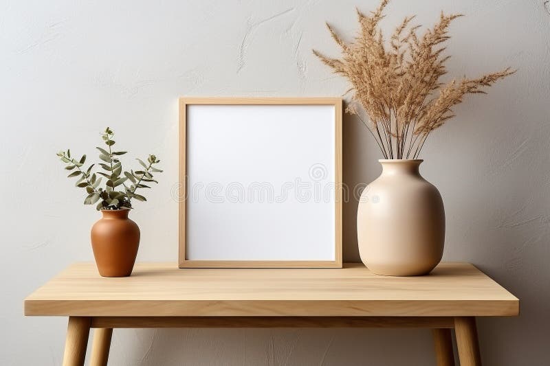 Blank Frame Over a Modern Table Against the Wall. Generative AI Stock ...