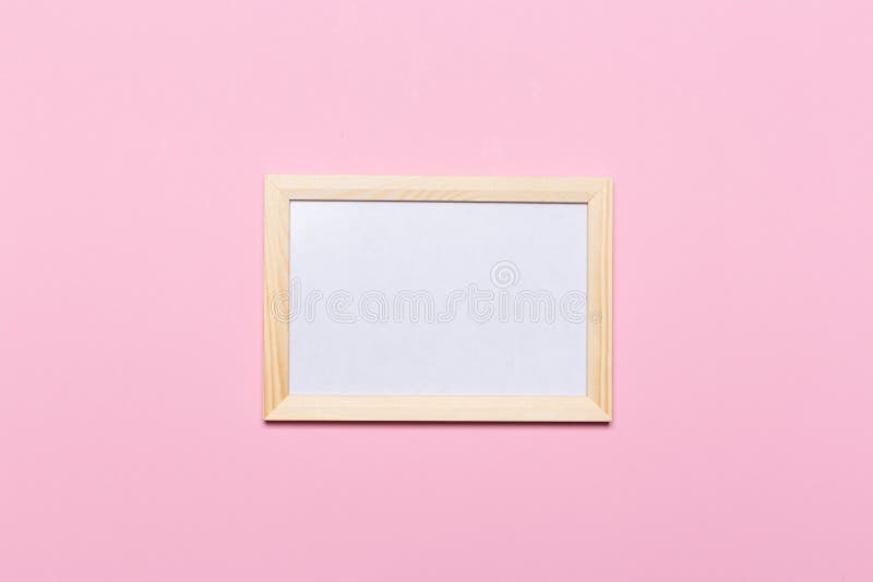 Blank Frame on a Pastel Pink Background Stock Photo - Image of mock ...