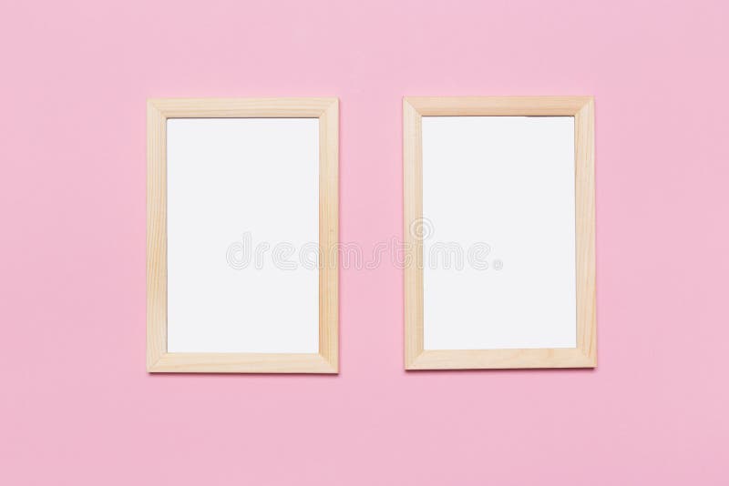 Blank Frame on a Pastel Pink Background Stock Photo - Image of mock ...