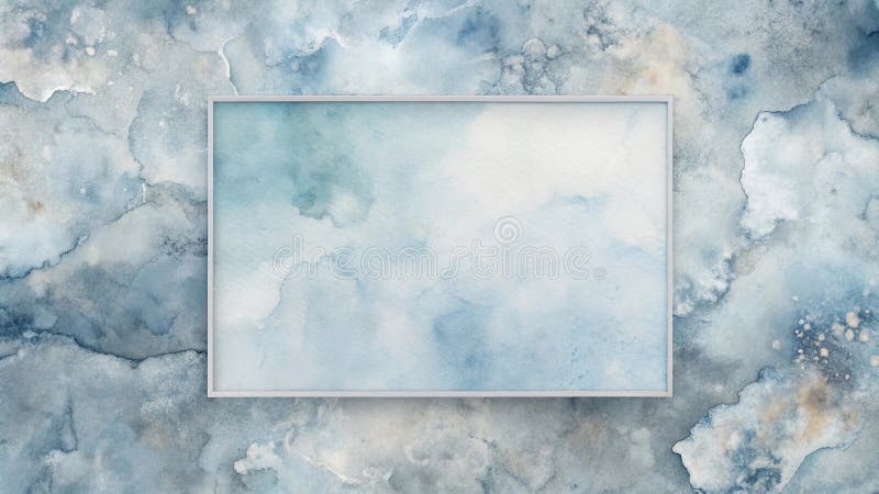 Blank Frame on a Serene Blue Watercolor Background, Ideal for Elegant ...