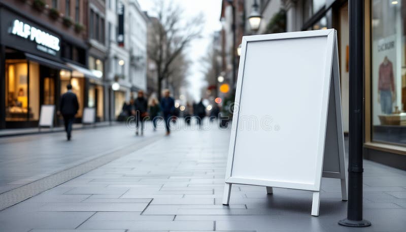 Blank a-Frame Sign on a City Street Stock Illustration - Illustration ...