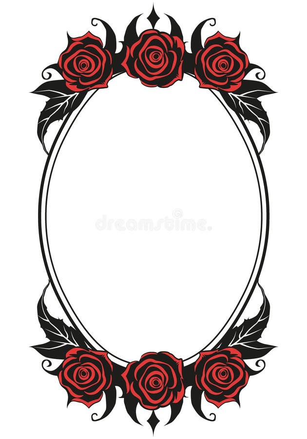 Frame of Thorns with Two Roses on Its Bottom, Isolated on White ...