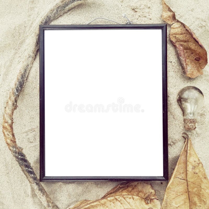 Blank Frame Top View at Sand Beach Stock Photo - Image of mockup ...