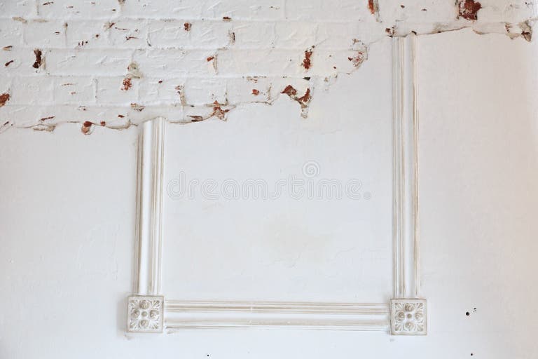Blank frame on white wall. stock photo. Image of decoration - 144133560