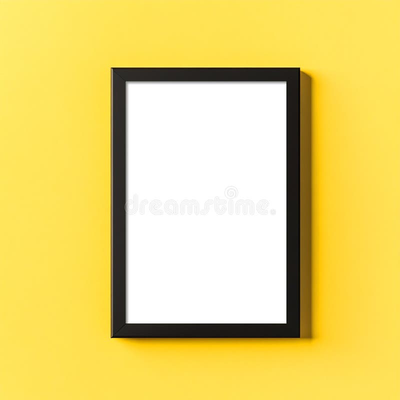Blank Frame on Yellow Background Minimalist Mockup Stock Illustration ...