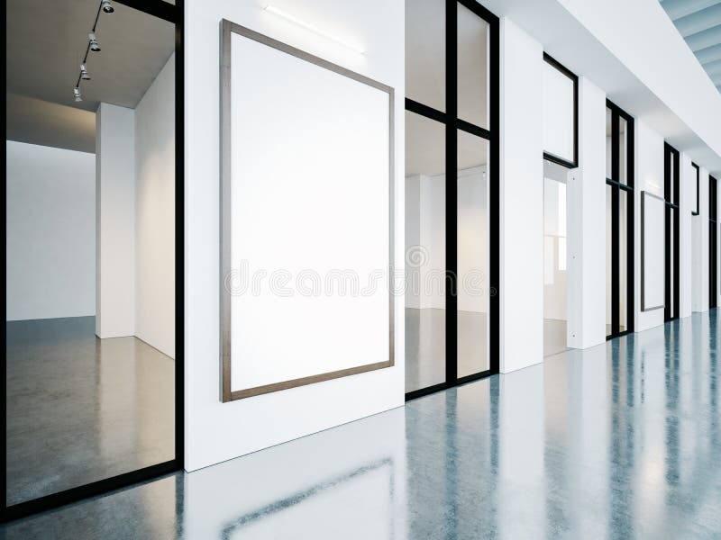 Blank Frames in Contemporary Gallery. 3d Render Stock Photo - Image of ...